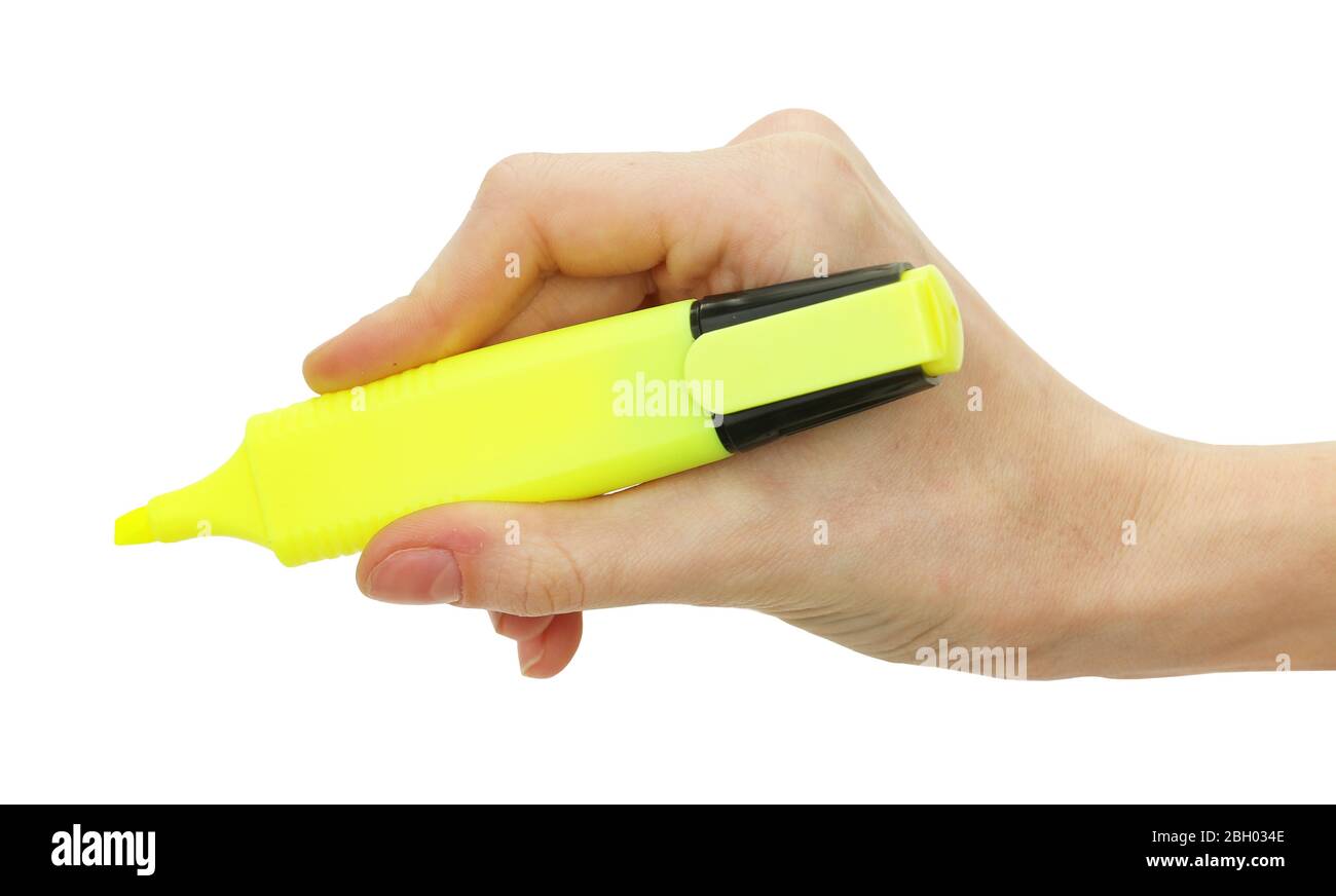 Male hand with colorful marker isolated on white Stock Photo - Alamy