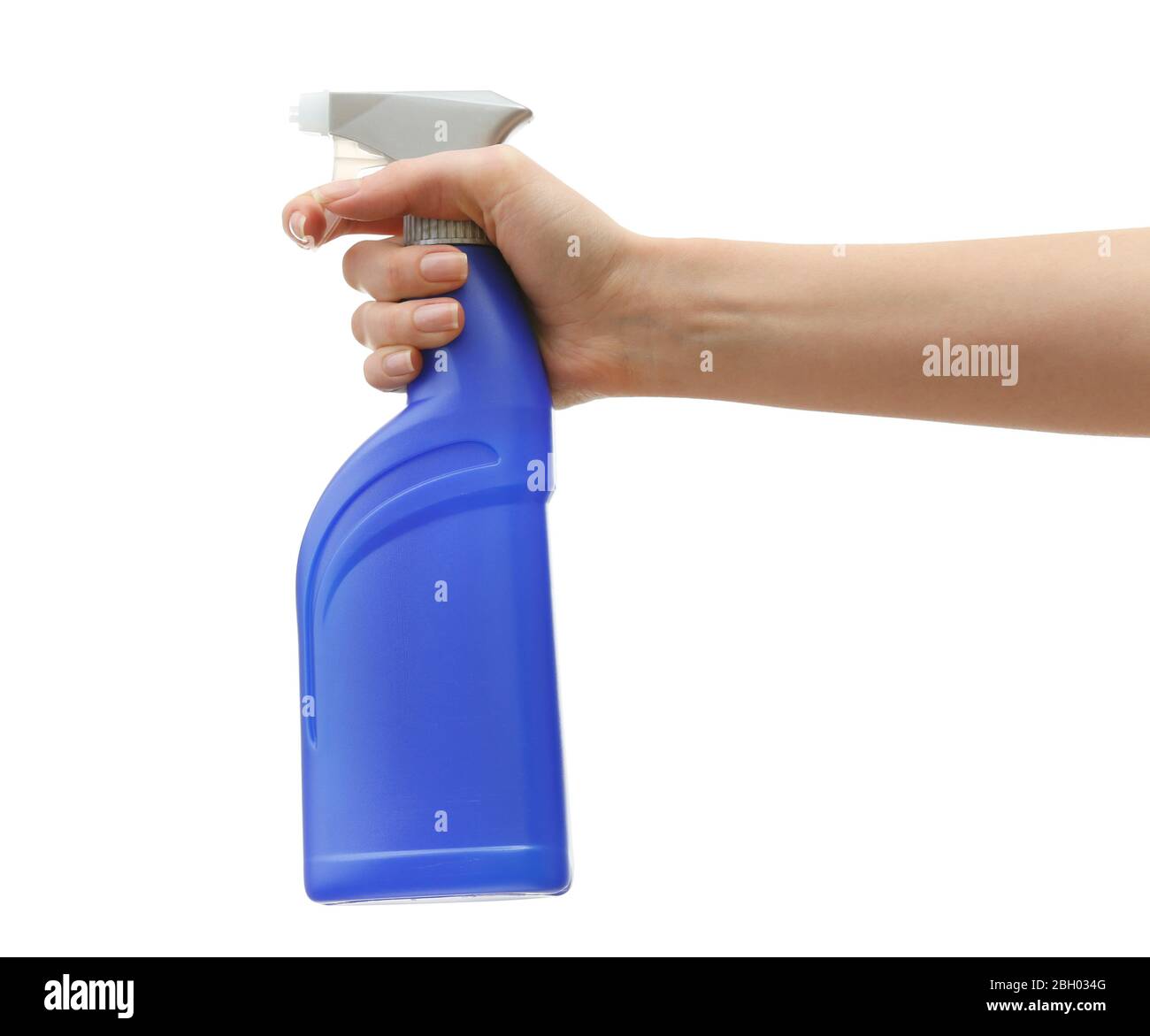 Male hand with sprayer isolated on white background Stock Photo - Alamy