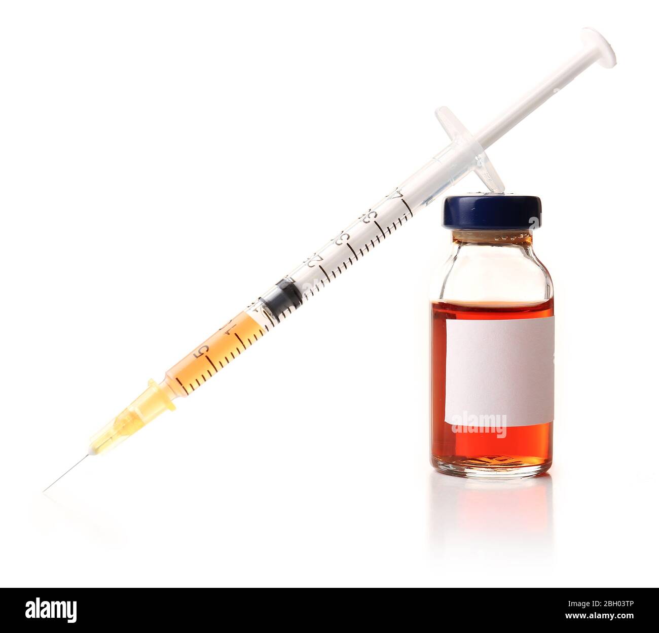 Medical ampule with syringe isolated on white Stock Photo - Alamy