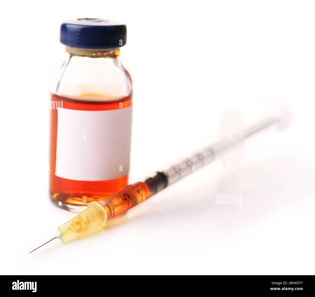 Medical ampule with syringe isolated on white Stock Photo - Alamy