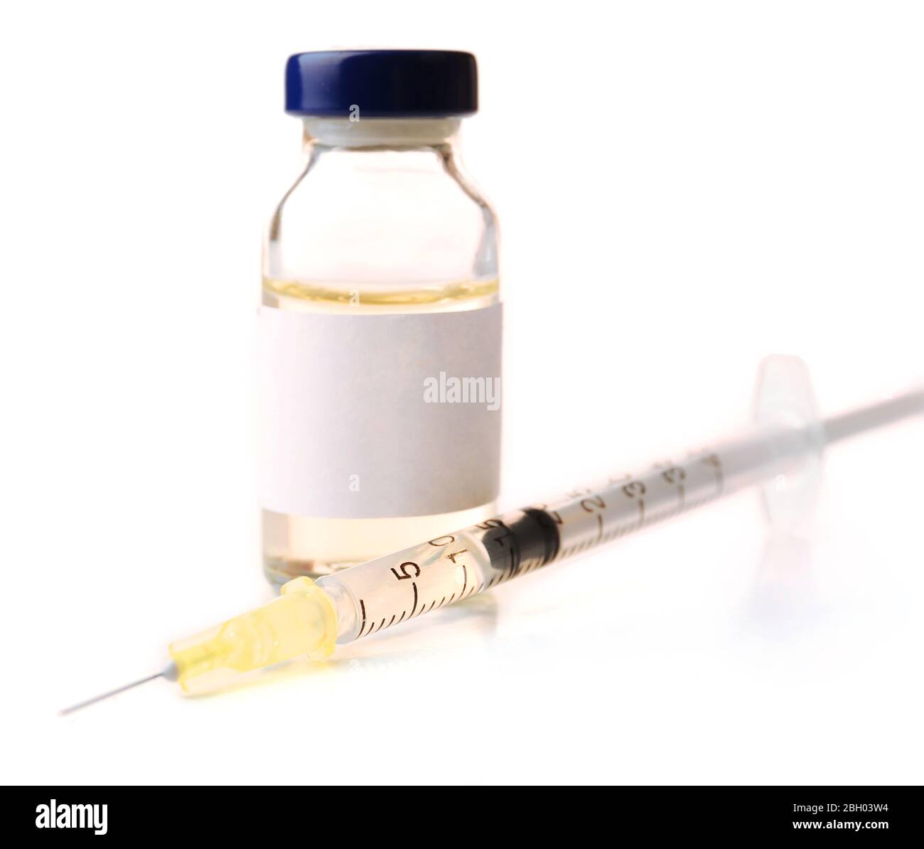 Medical ampule with syringe isolated on white Stock Photo - Alamy