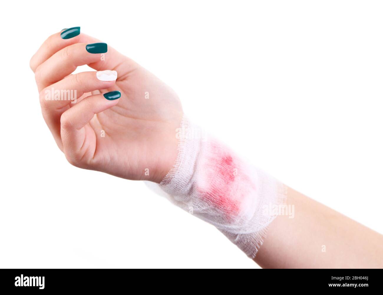 Wounded hand with bandage isolated on white Stock Photo - Alamy
