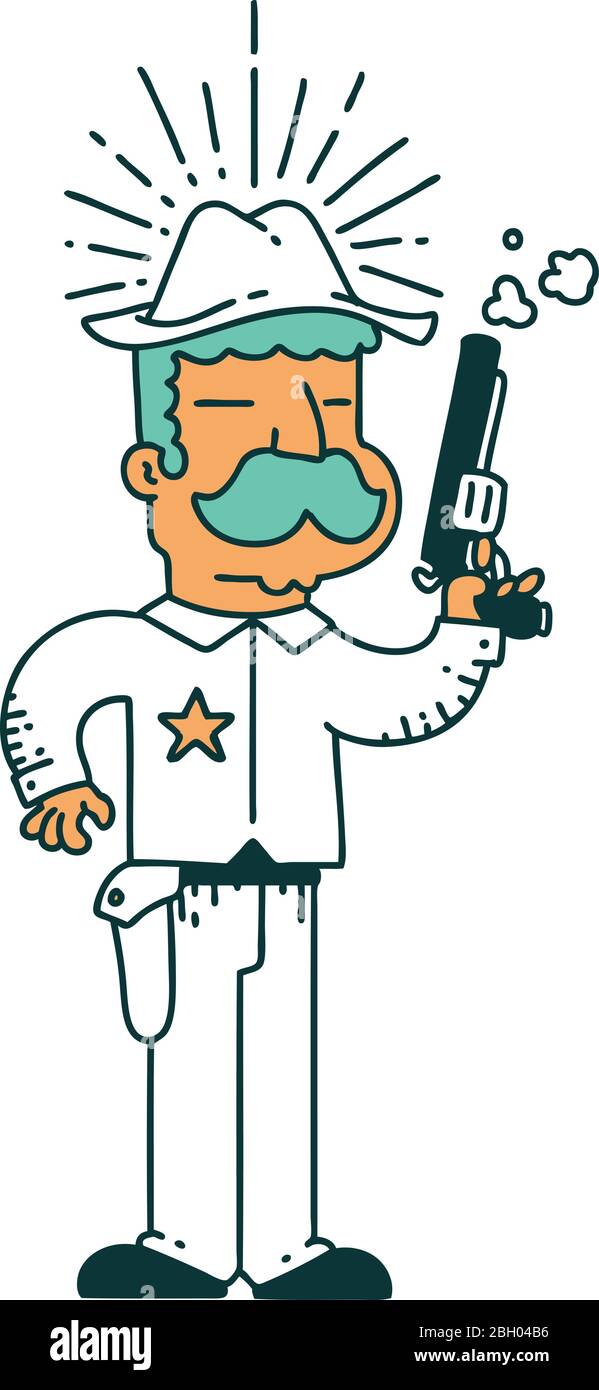 illustration of a traditional tattoo style wild west sheriff Stock ...