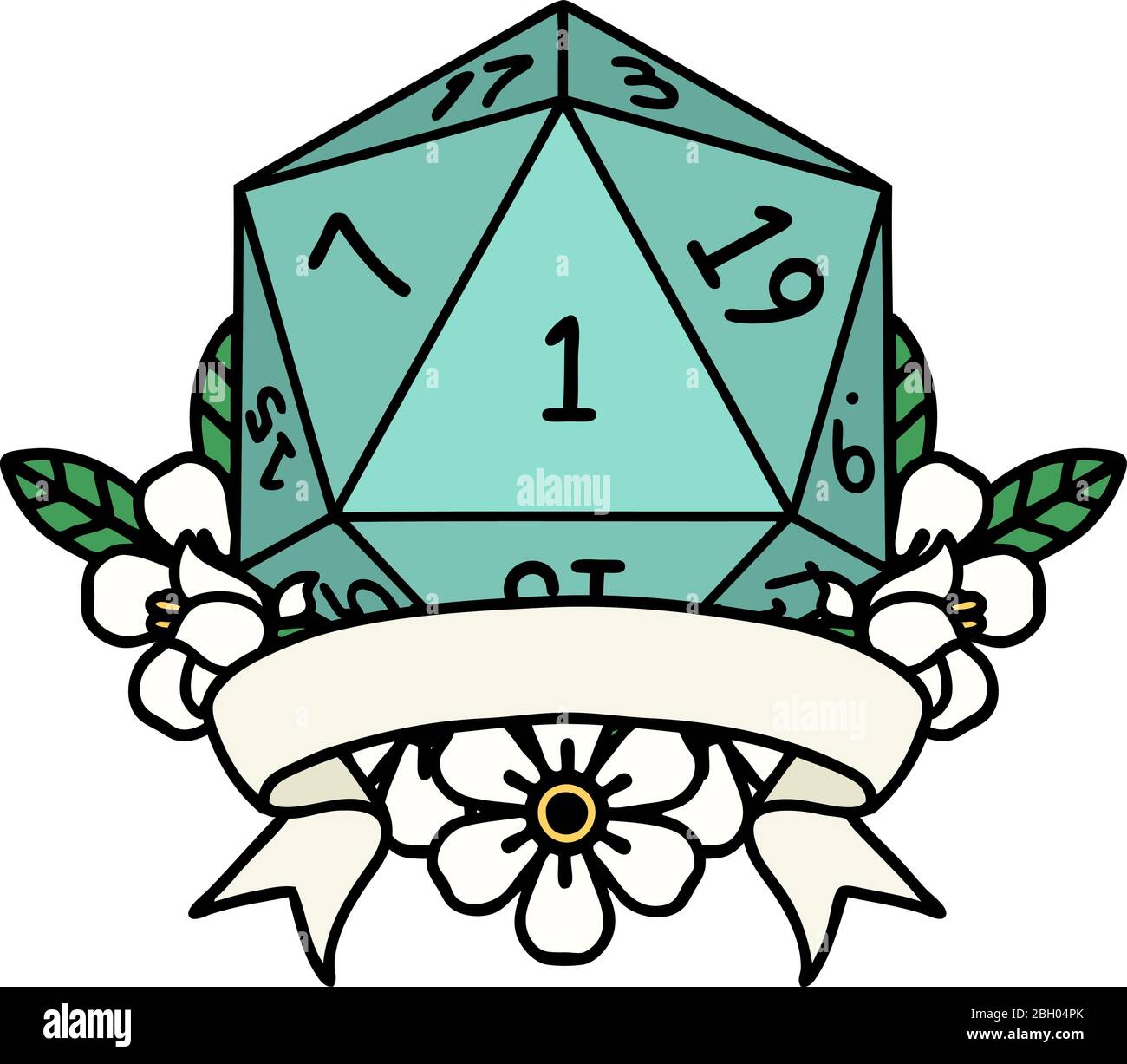 Retro Tattoo Style natural one d20 dice roll Stock Vector Image & Art ...