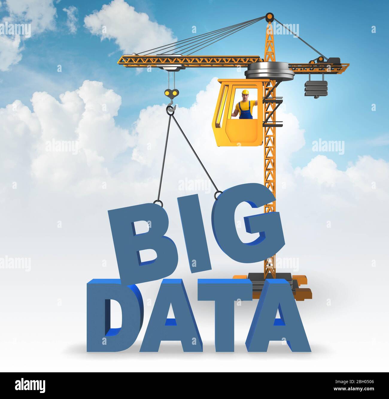 The big data concept with crane lifting letters Stock Photo - Alamy