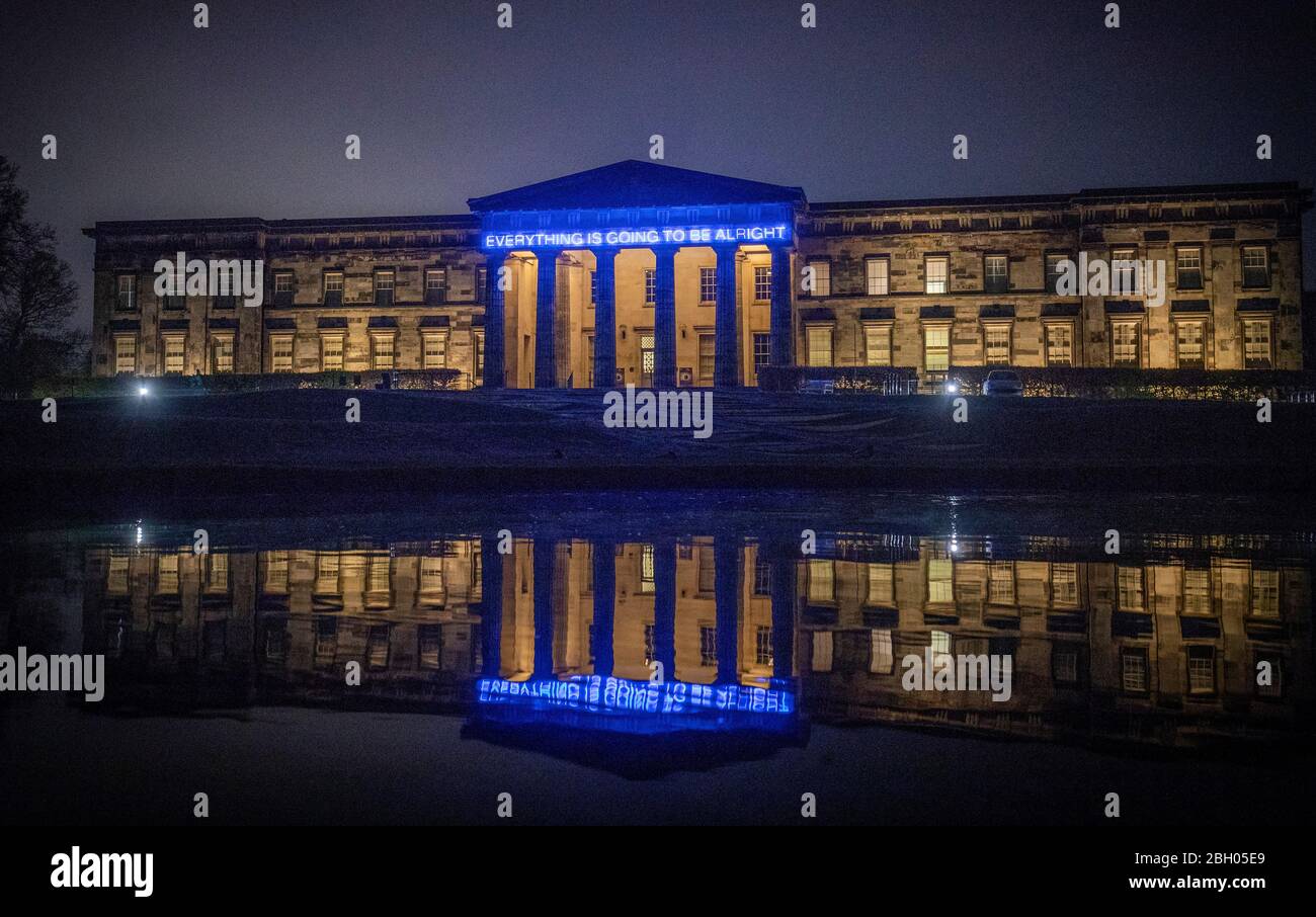 Neon light installation by artist martin creed everything is going hi ...