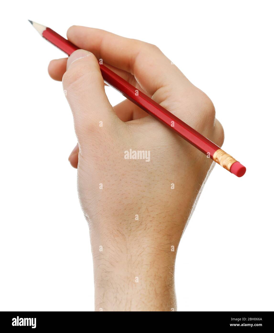 Male hand with pencil isolated on white Stock Photo - Alamy