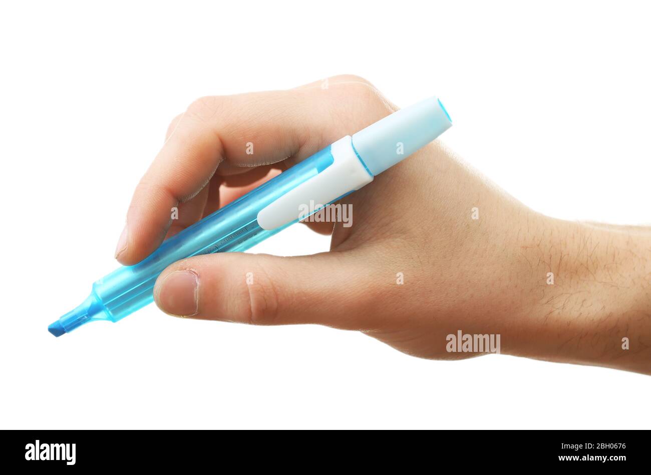 Male hand with marker isolated on white Stock Photo - Alamy