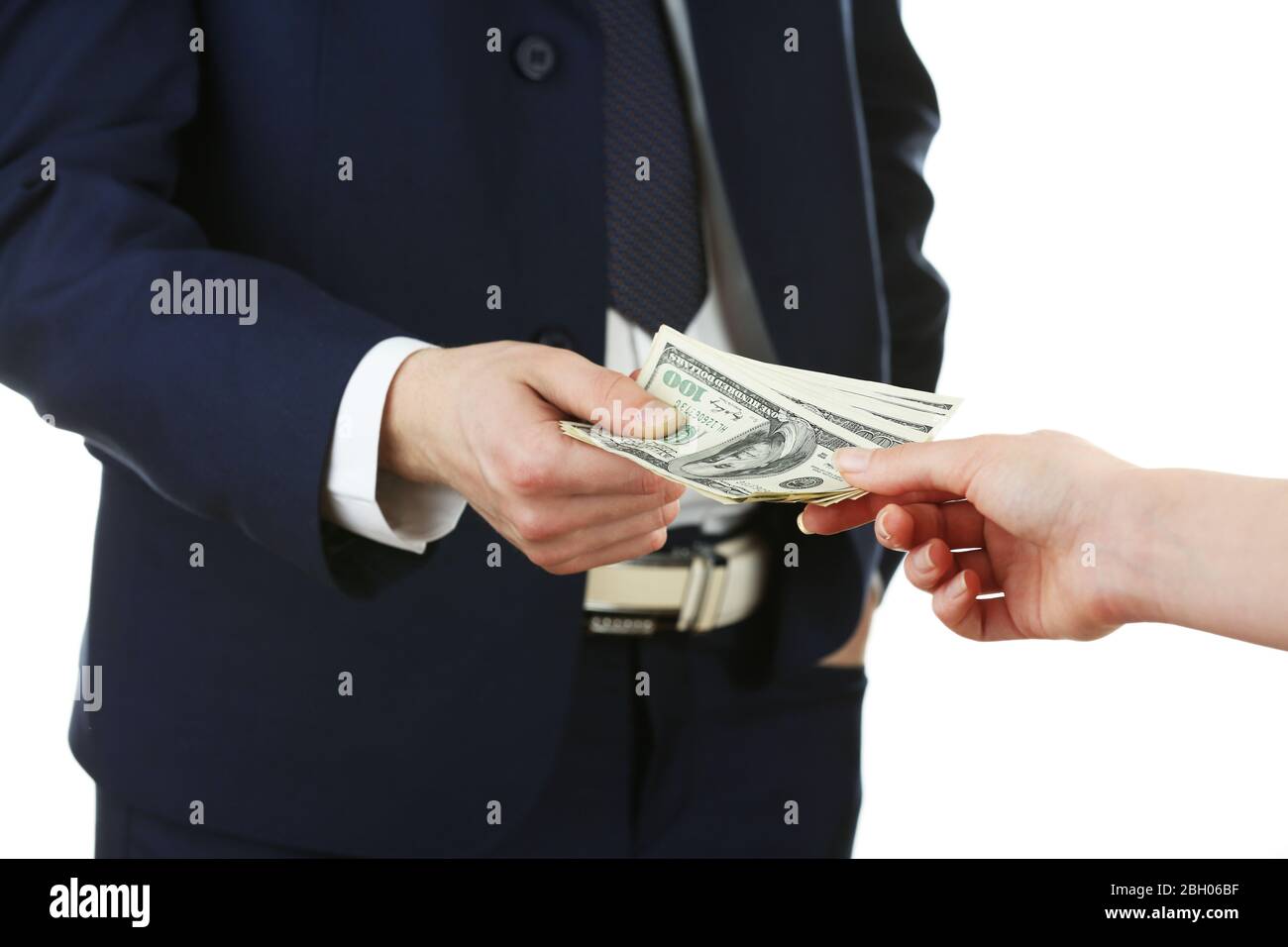 Businessman paying money isolated on white Stock Photo - Alamy Businessman paying money isolated on white Stock Photo - Alamy