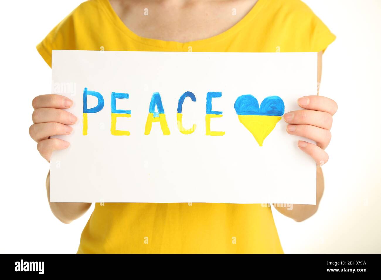 Hand holding paper with Peace of Ukraine, isolated on white Stock Photo ...