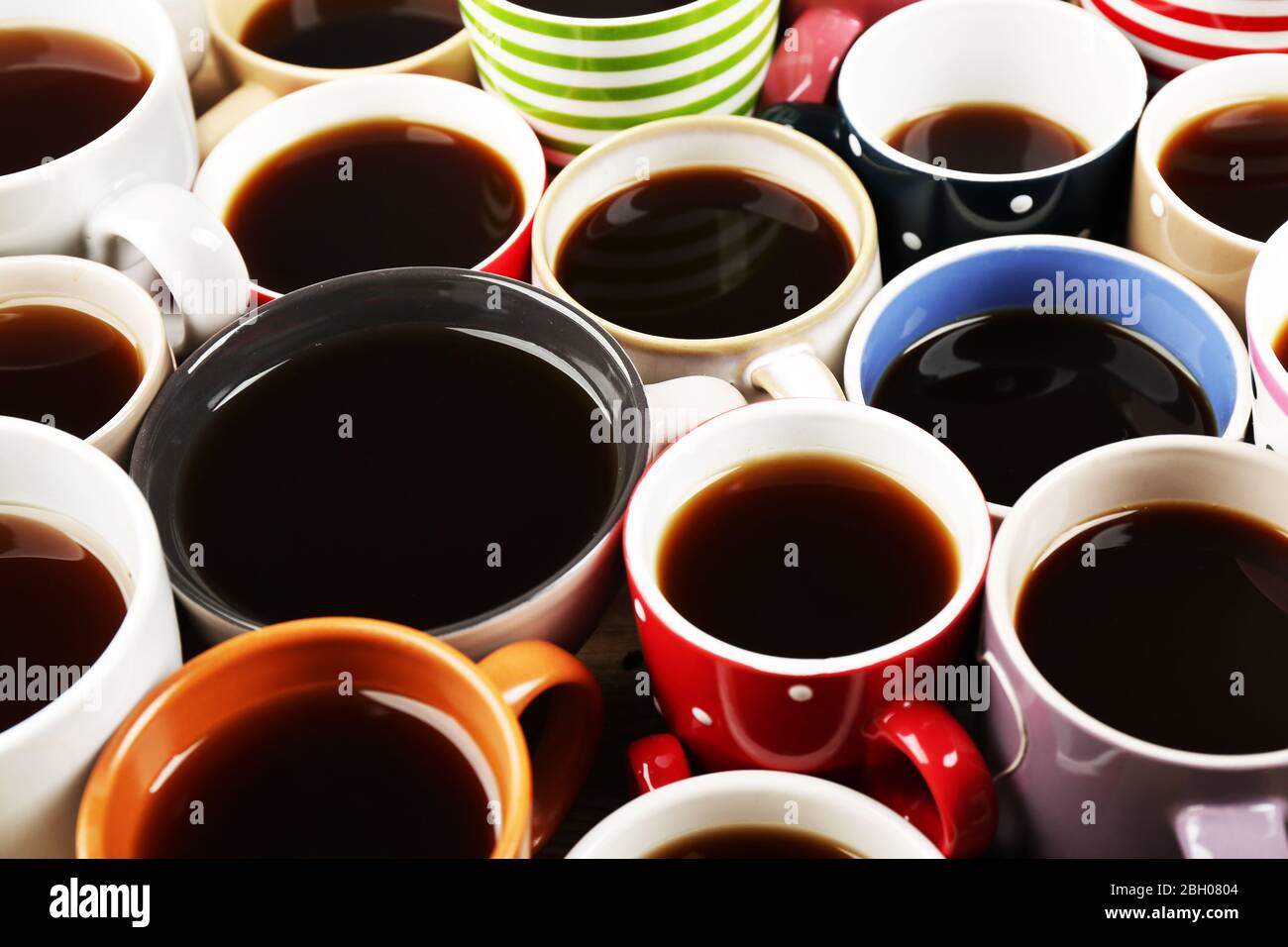 Many cups of coffee, closeup view Stock Photo - Alamy