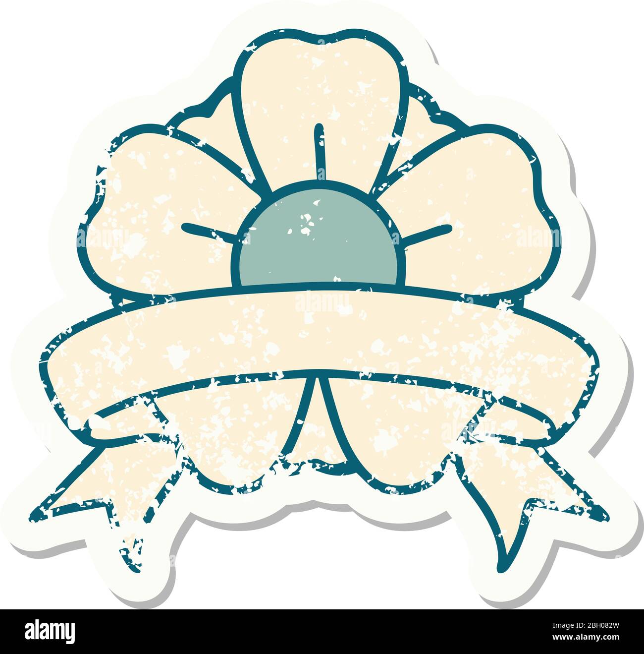 worn old sticker with banner of a flower Stock Vector Image & Art - Alamy