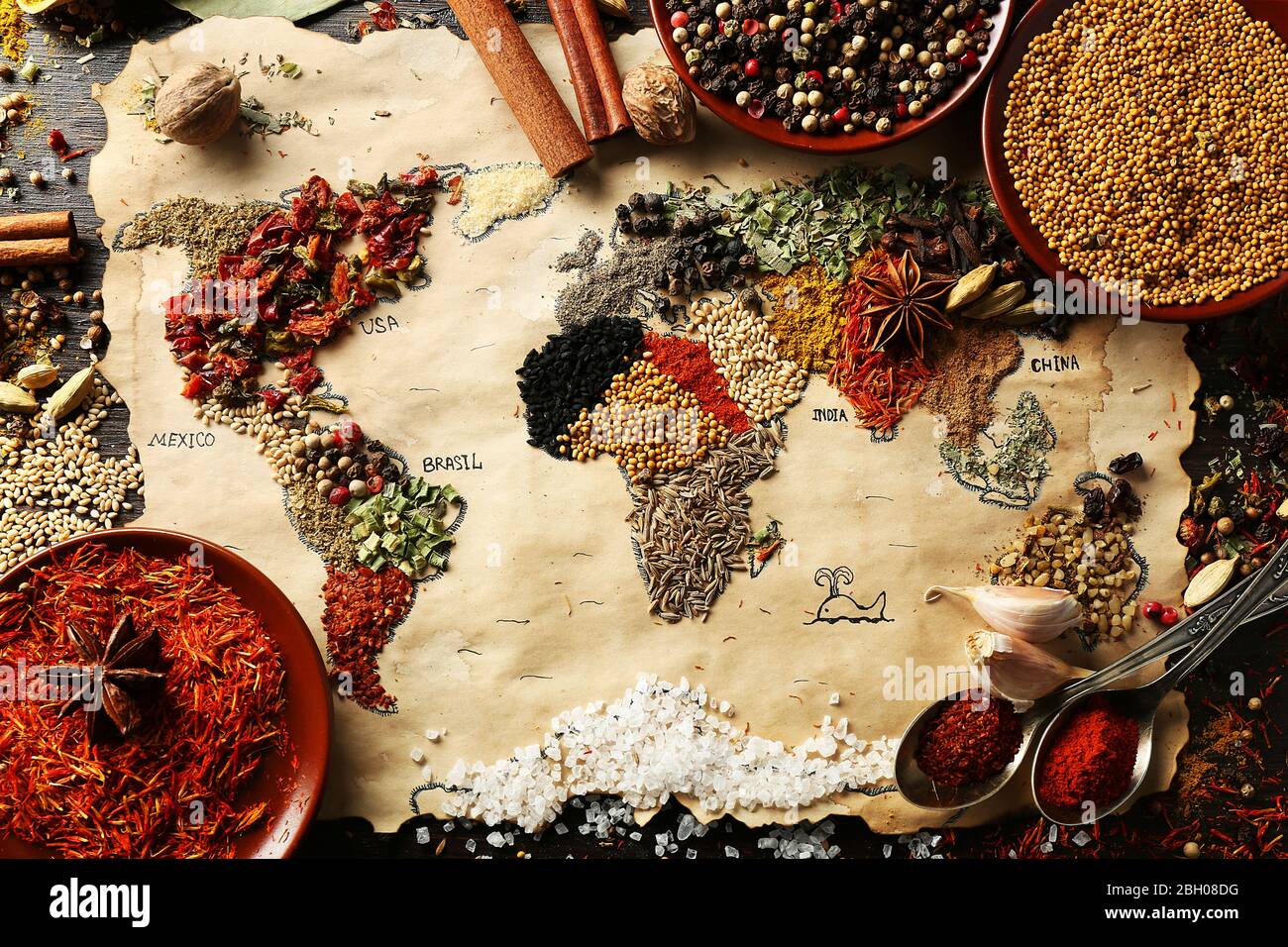 Spices india map hi-res stock photography and images - Alamy