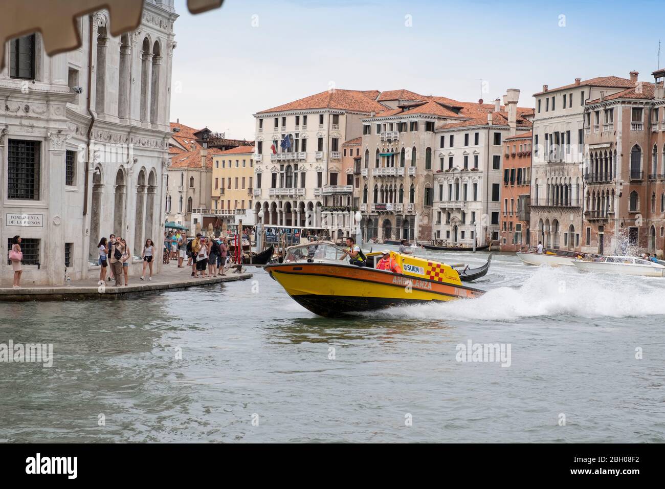 Venice, Italy - June 30, 2017: Carabinieri police boat speeds along the ...