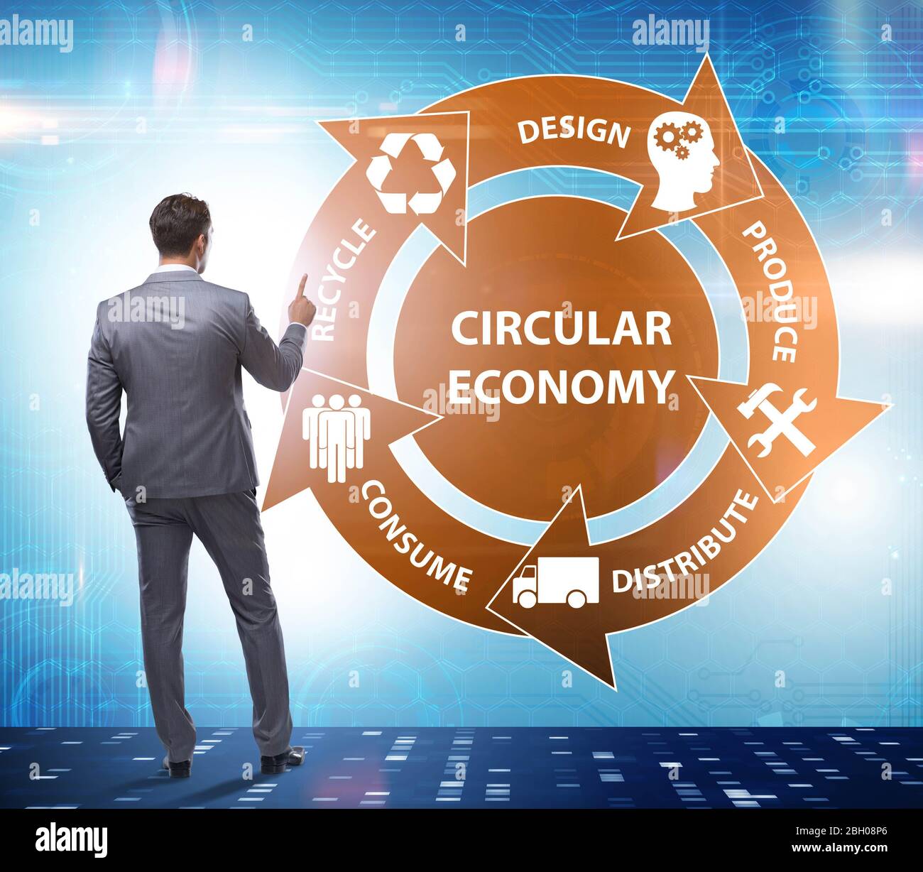 The concept of circular economy with businessman Stock Photo - Alamy