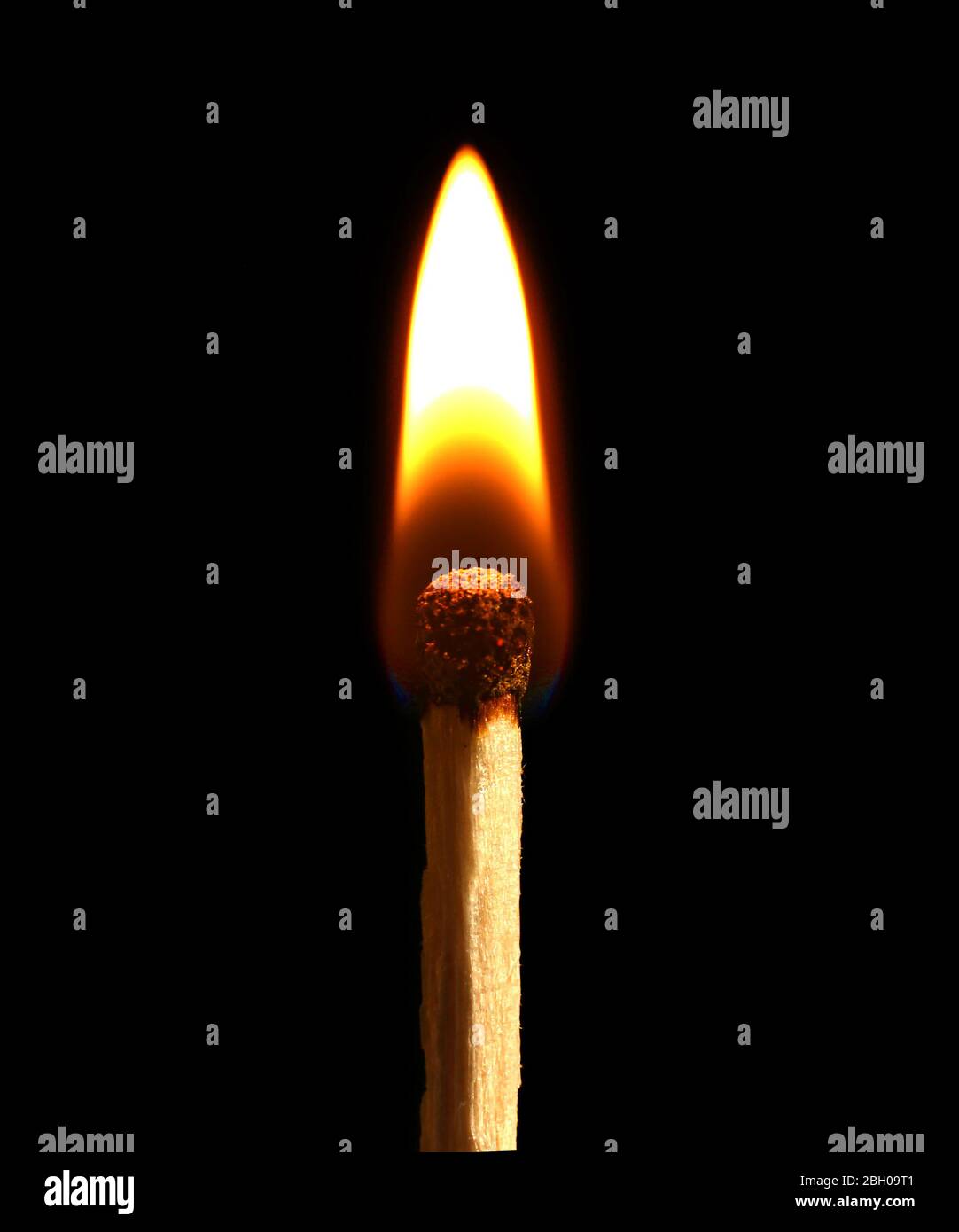 Single lighted match on black background Stock Photo - Alamy