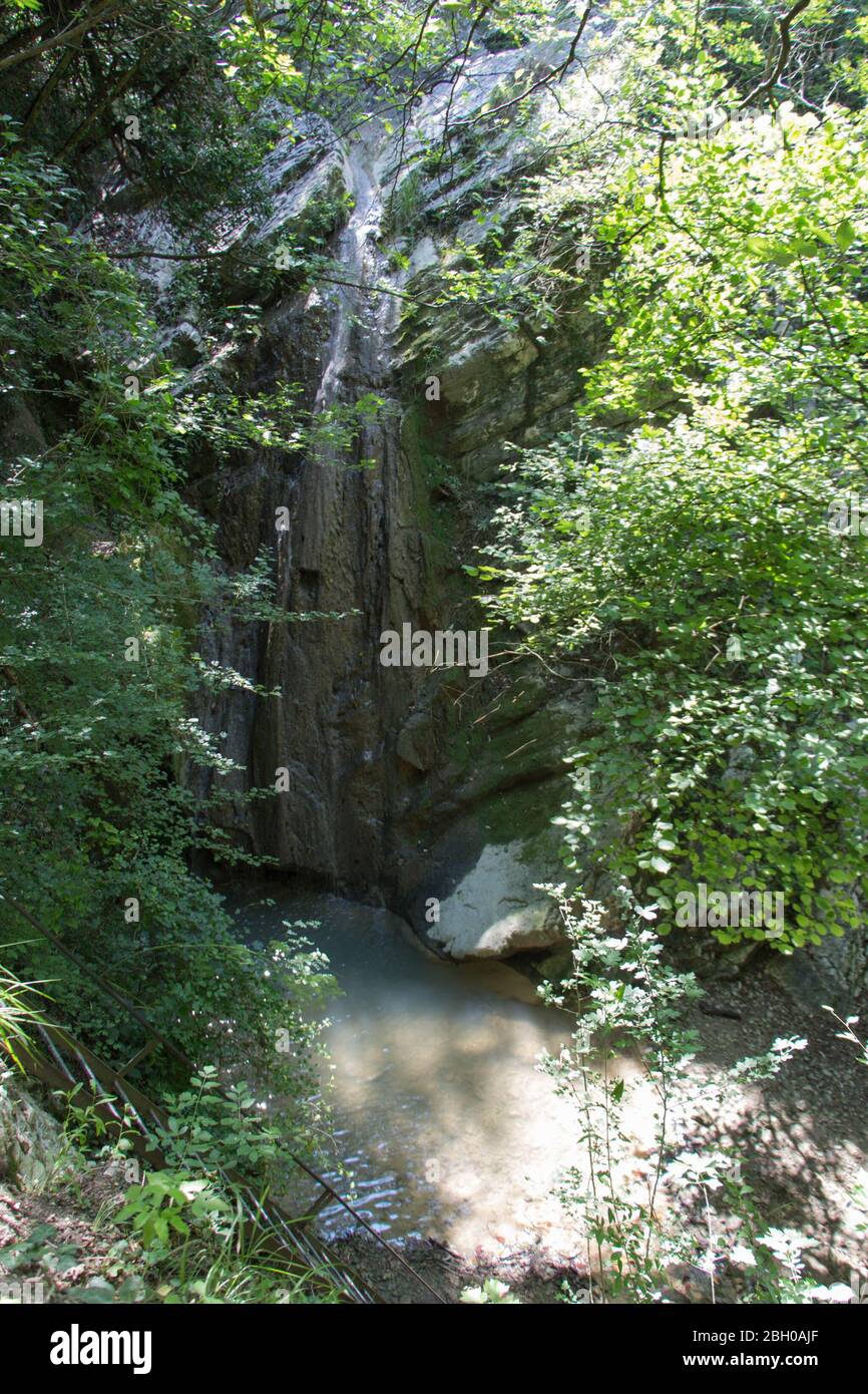 The view of waterfall of Monticelli Brusati, Lombardy, Italy Stock ...