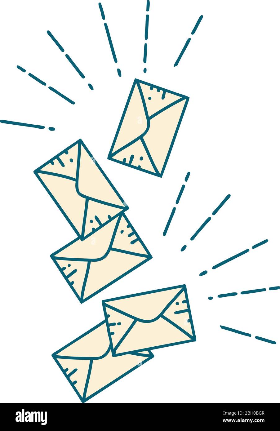 illustration of a traditional tattoo style falling letters Stock Vector ...