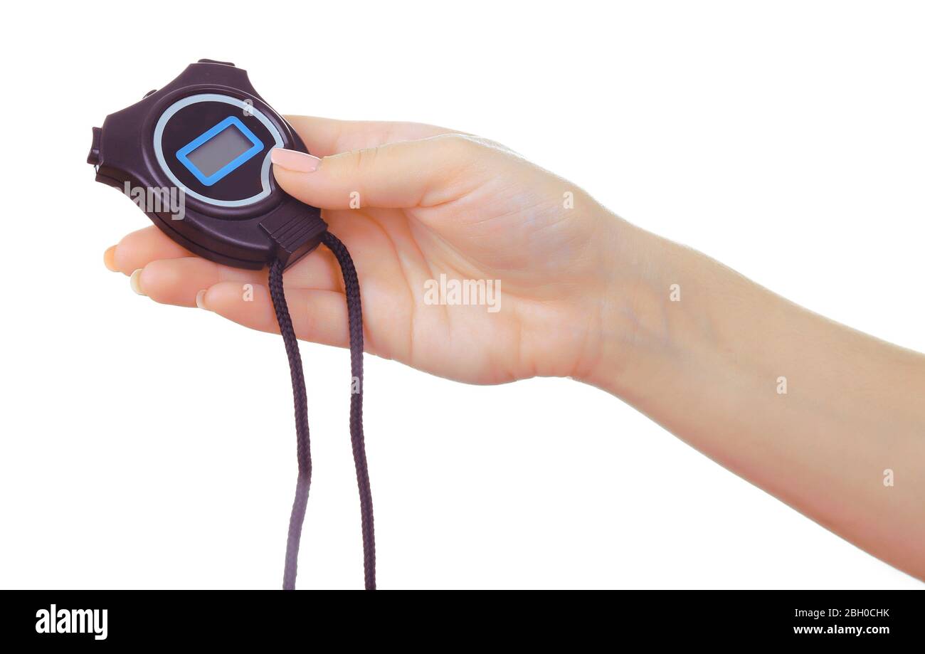 Hand holding stopwatch Cut Out Stock Images & Pictures - Alamy