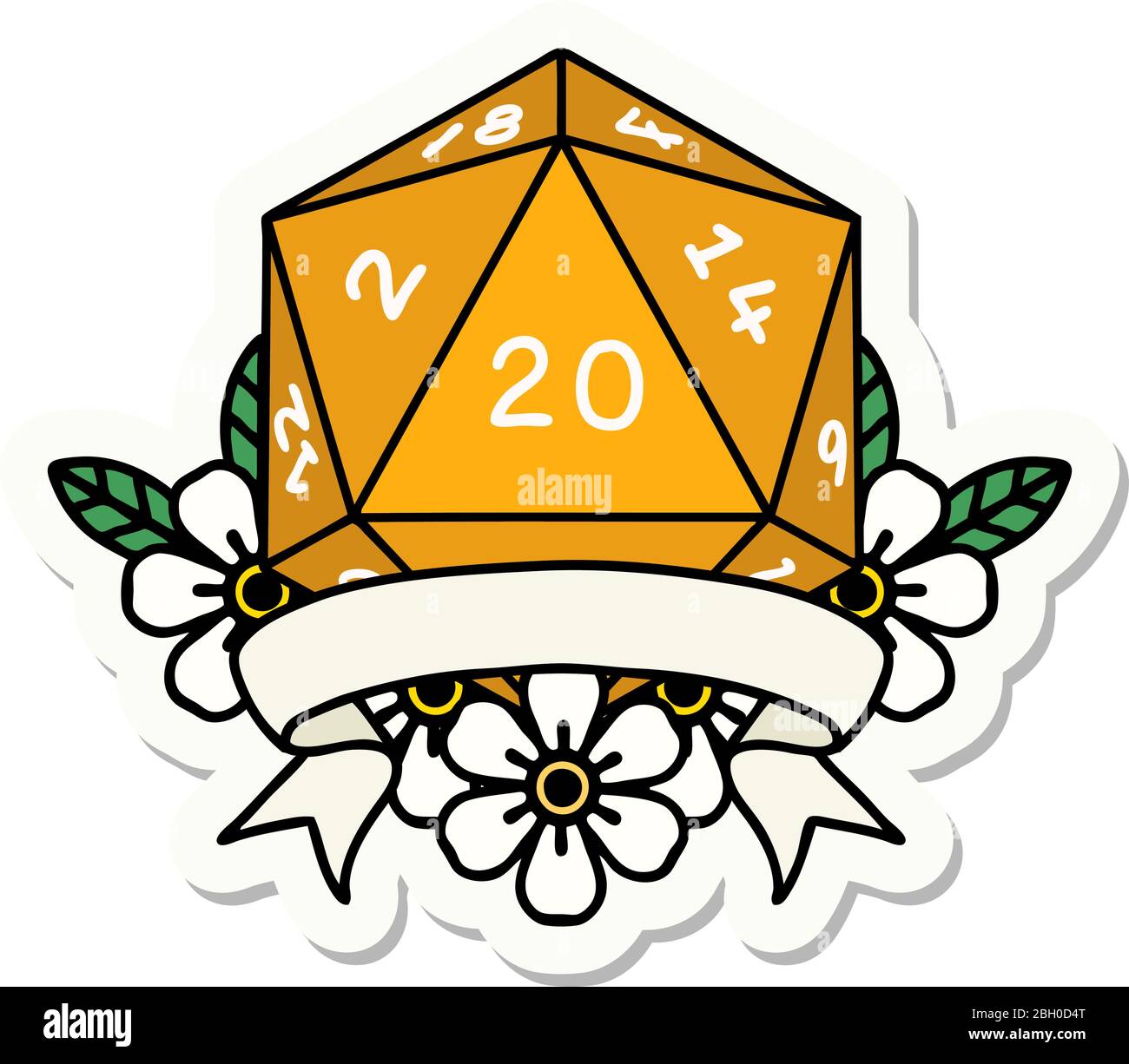 sticker of a natural 20 critical hit D20 dice roll Stock Vector Image ...
