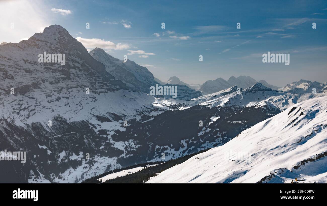 Swiss alps seen from First Cliff Walk in Grindelwald, Switzerland Stock ...