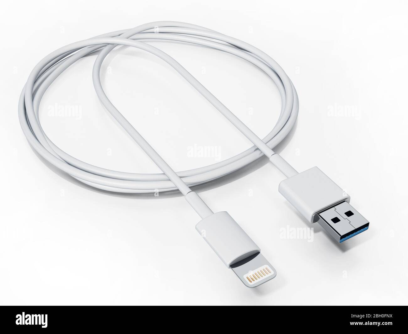 Smartphone charge and data cable isolated on white background. 3D ...