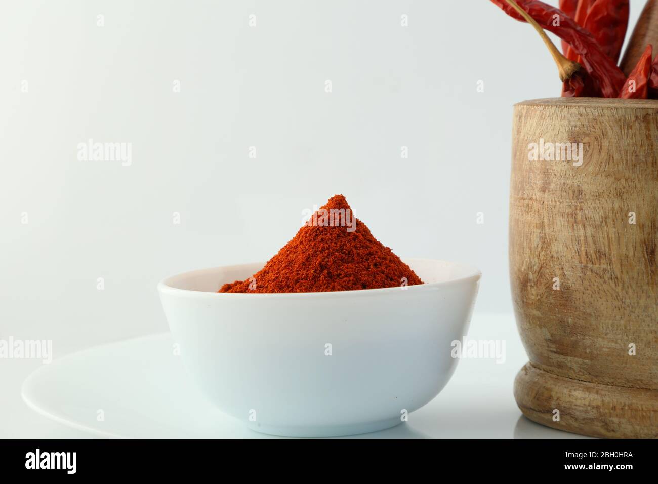 red chillies with red chilly powder on white background Stock Photo - Alamy
