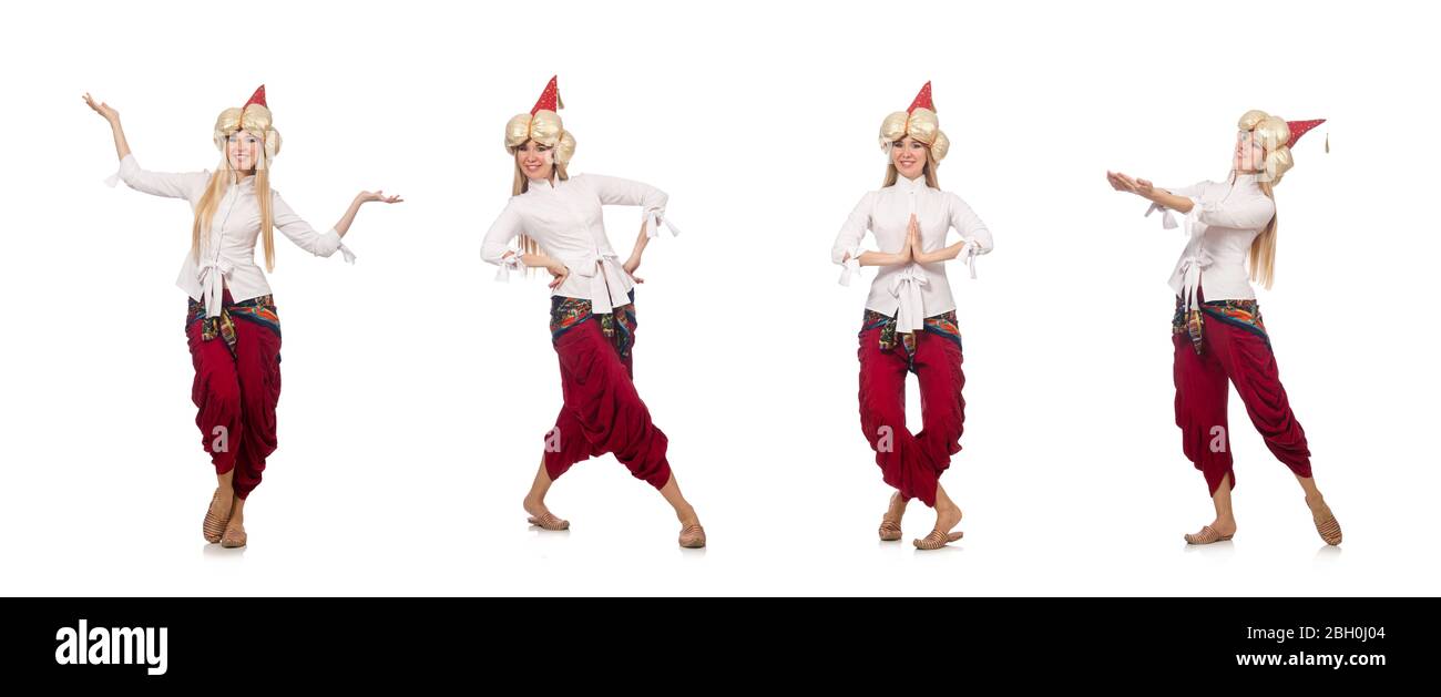 The young female magician isolated on white Stock Photo - Alamy