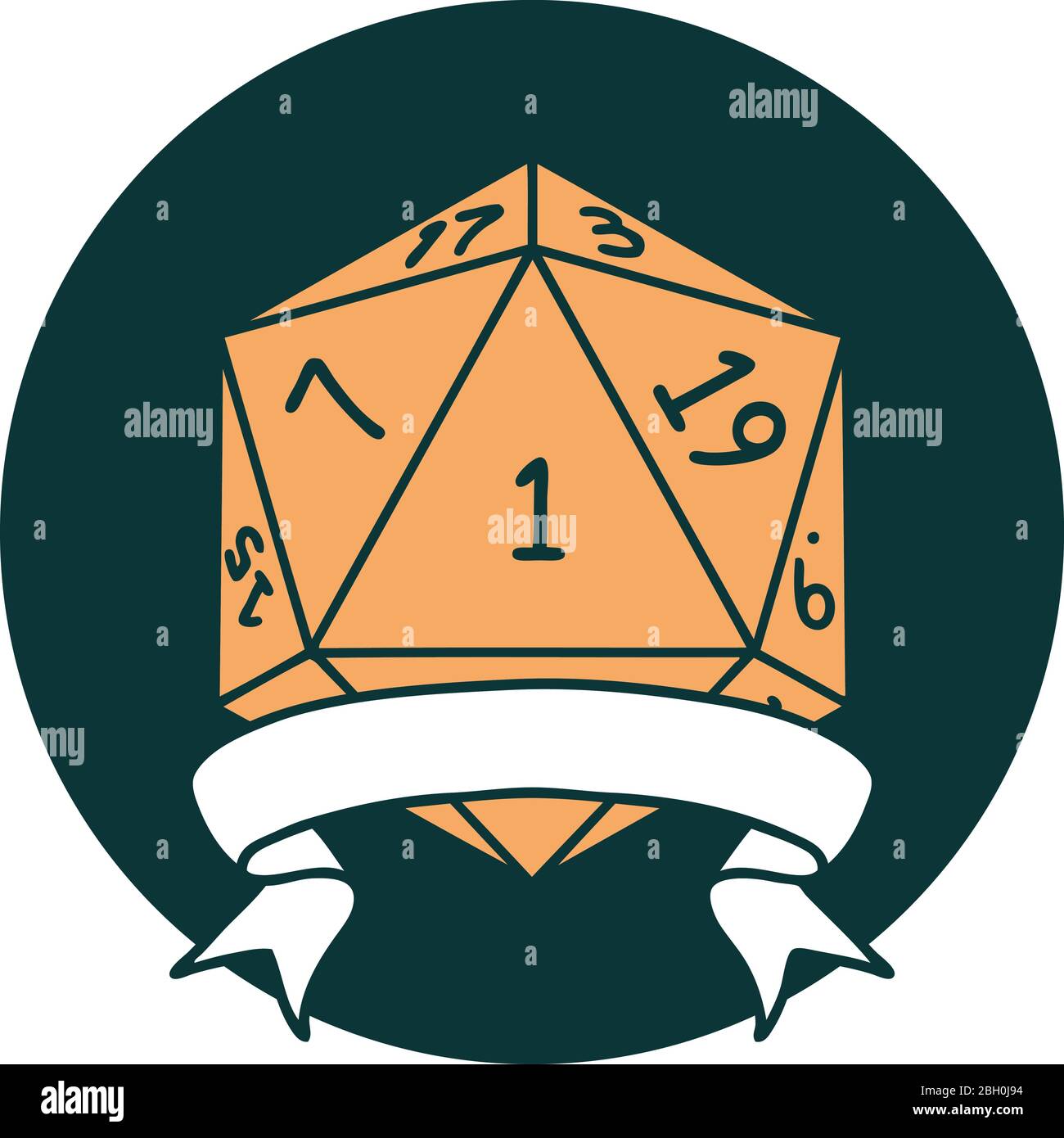 icon of natural one d20 dice roll Stock Vector Image & Art - Alamy