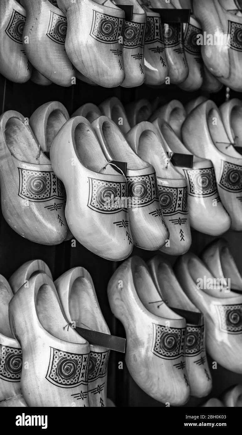 Dutch wooden clogs, shoe making detail, tradition of the Netherlands ...