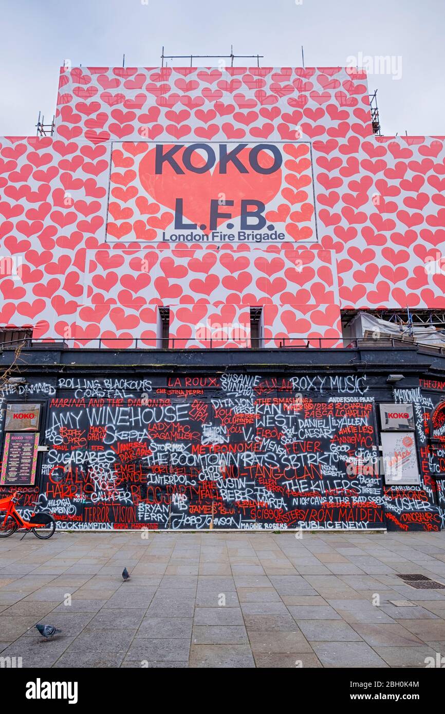 Koko music venue in Camden Town, temporarily clad with a message for ...