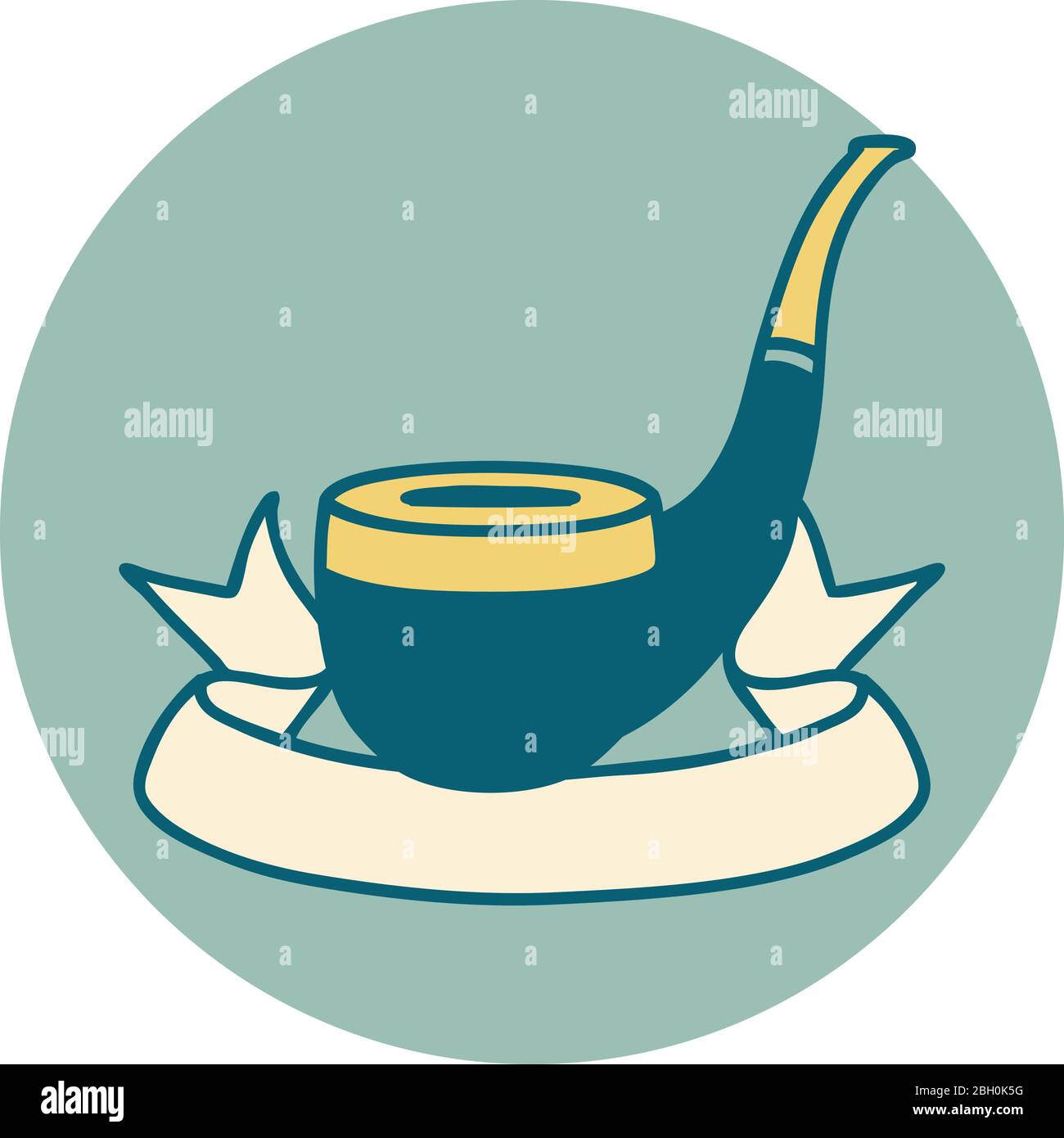 tattoo style icon with banner of a smokers pipe Stock Vector Image ...