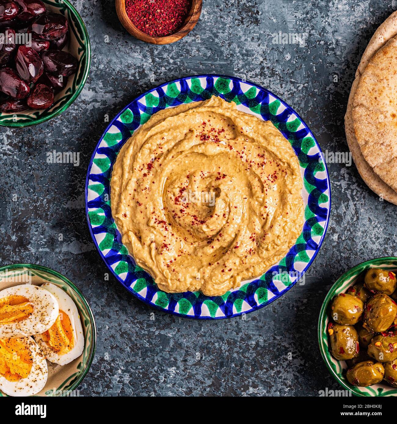 Hummus - traditional dish of Israeli and Middle Eastern cuisine, top ...