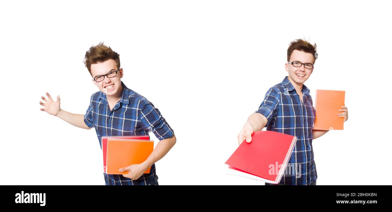 The funny student isolated on white Stock Photo - Alamy