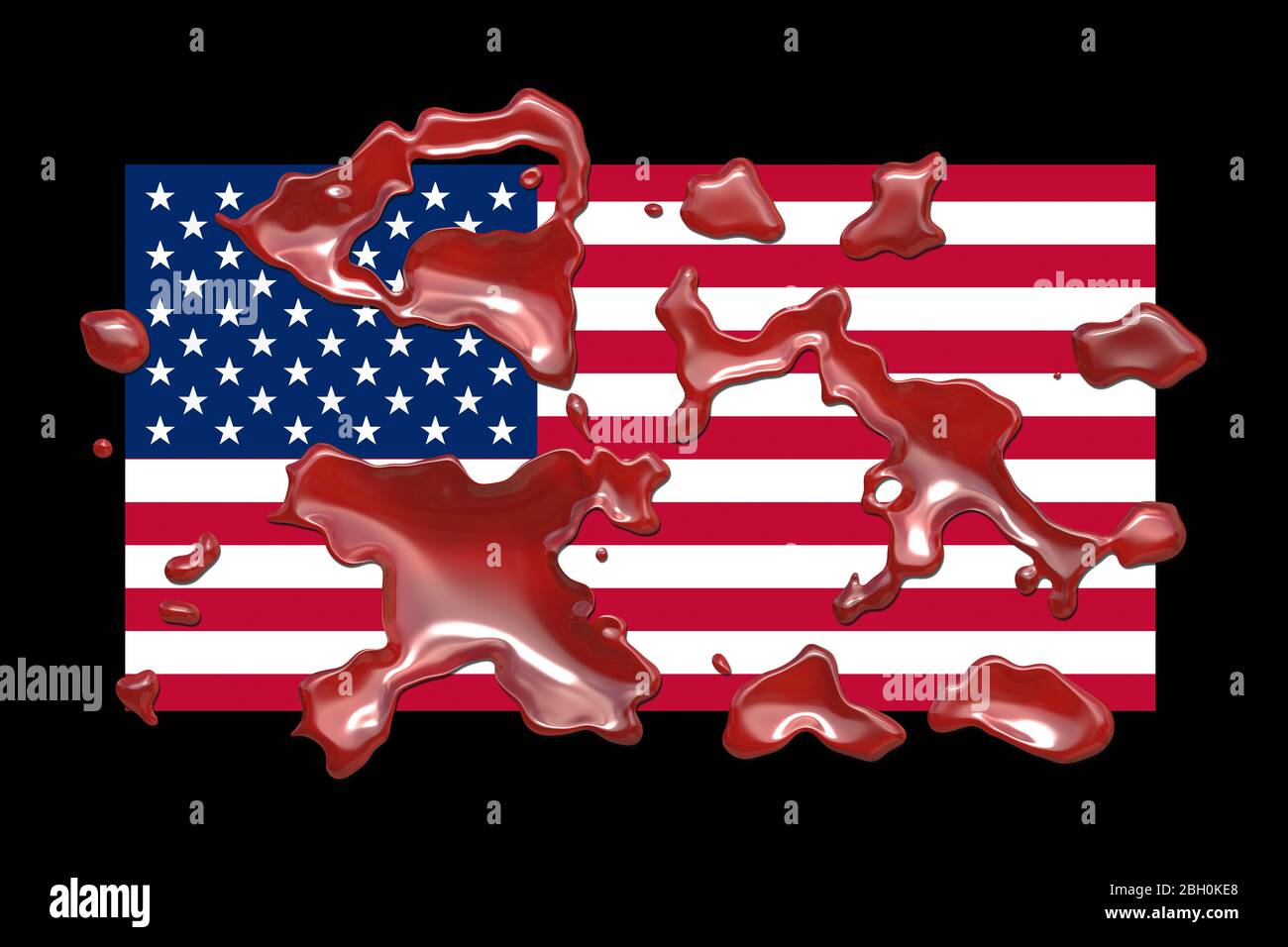 Blood on USA flag design background illustration Stock Photo - Alamy