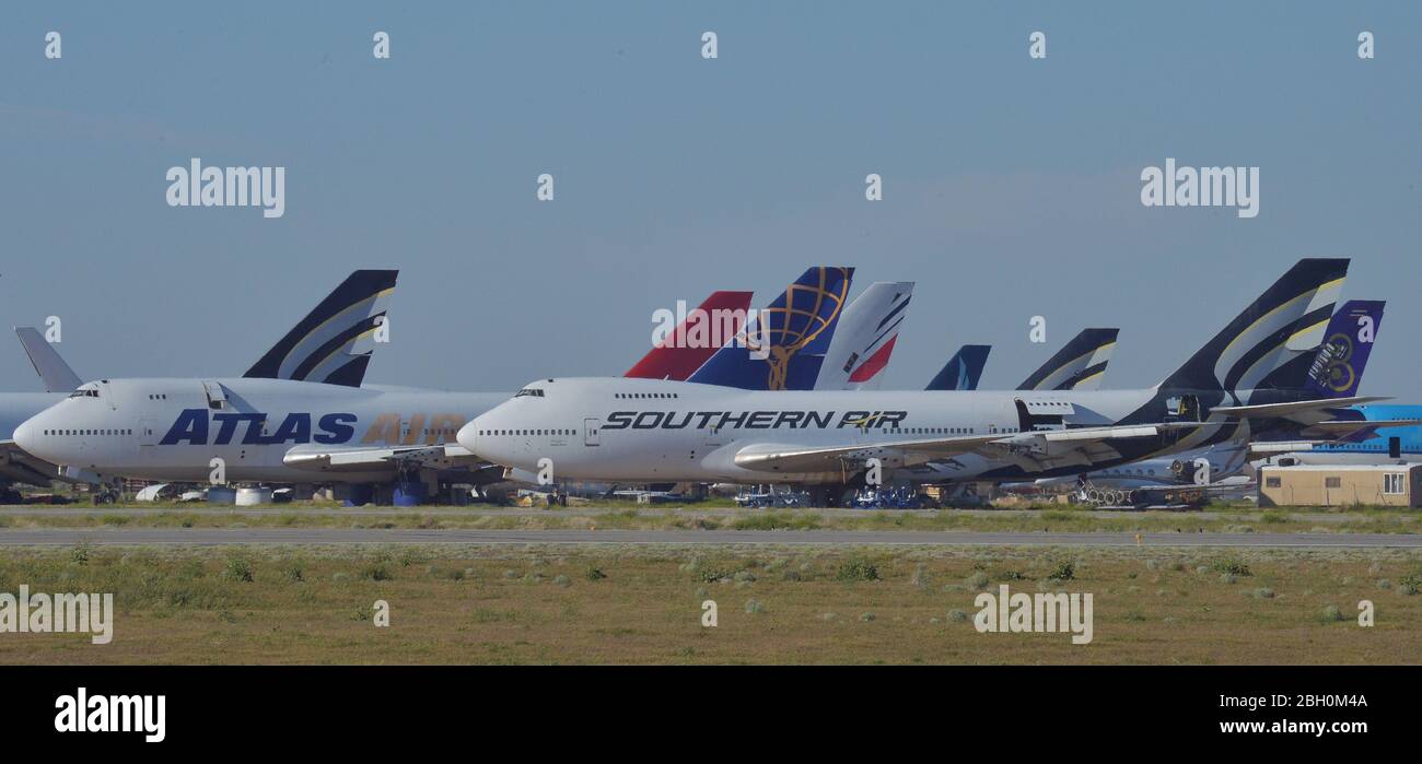 Los Angeles, United States. 23rd Apr, 2020. Grounded commercial ...