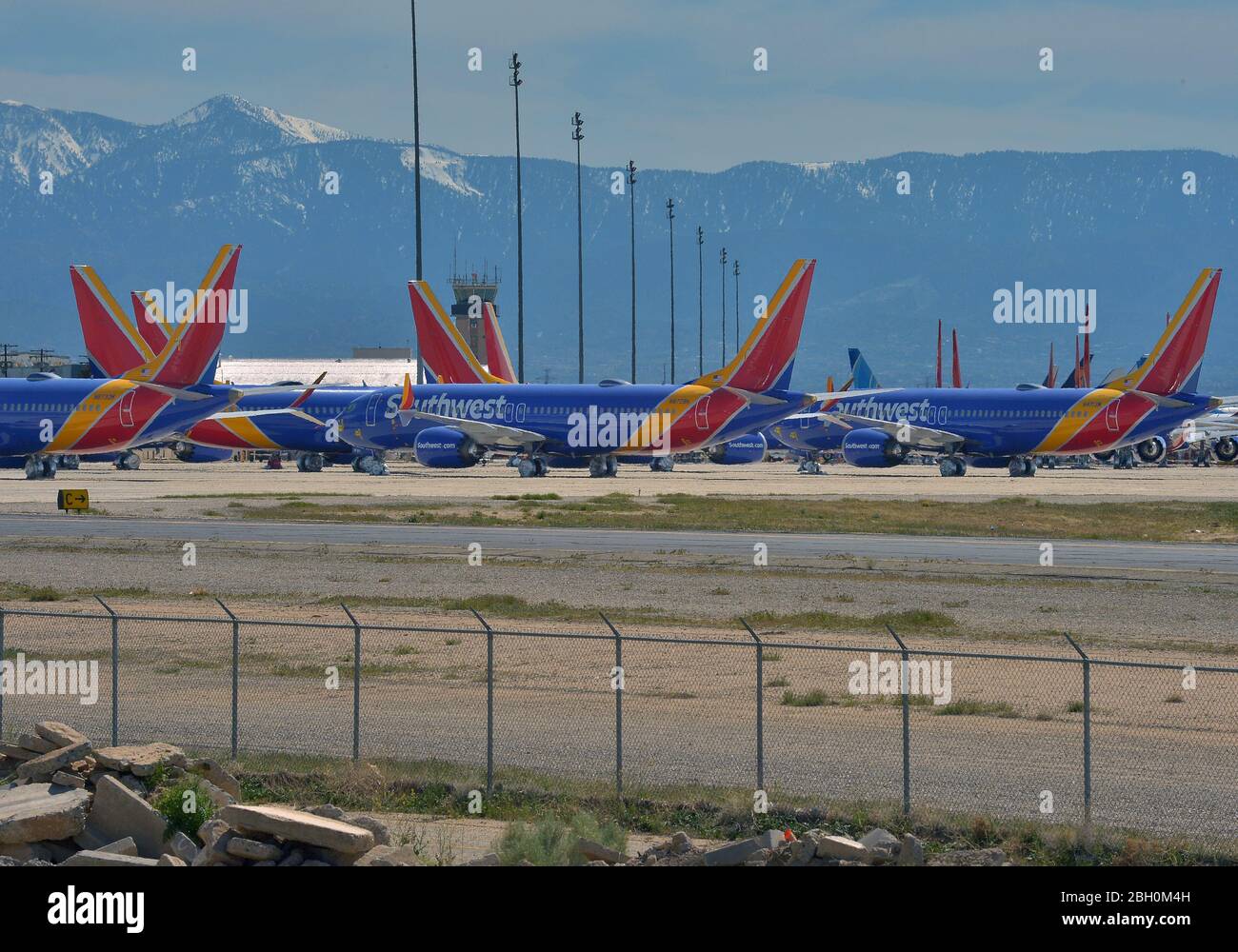 Los Angeles, United States. 23rd Apr, 2020. Grounded commercial ...