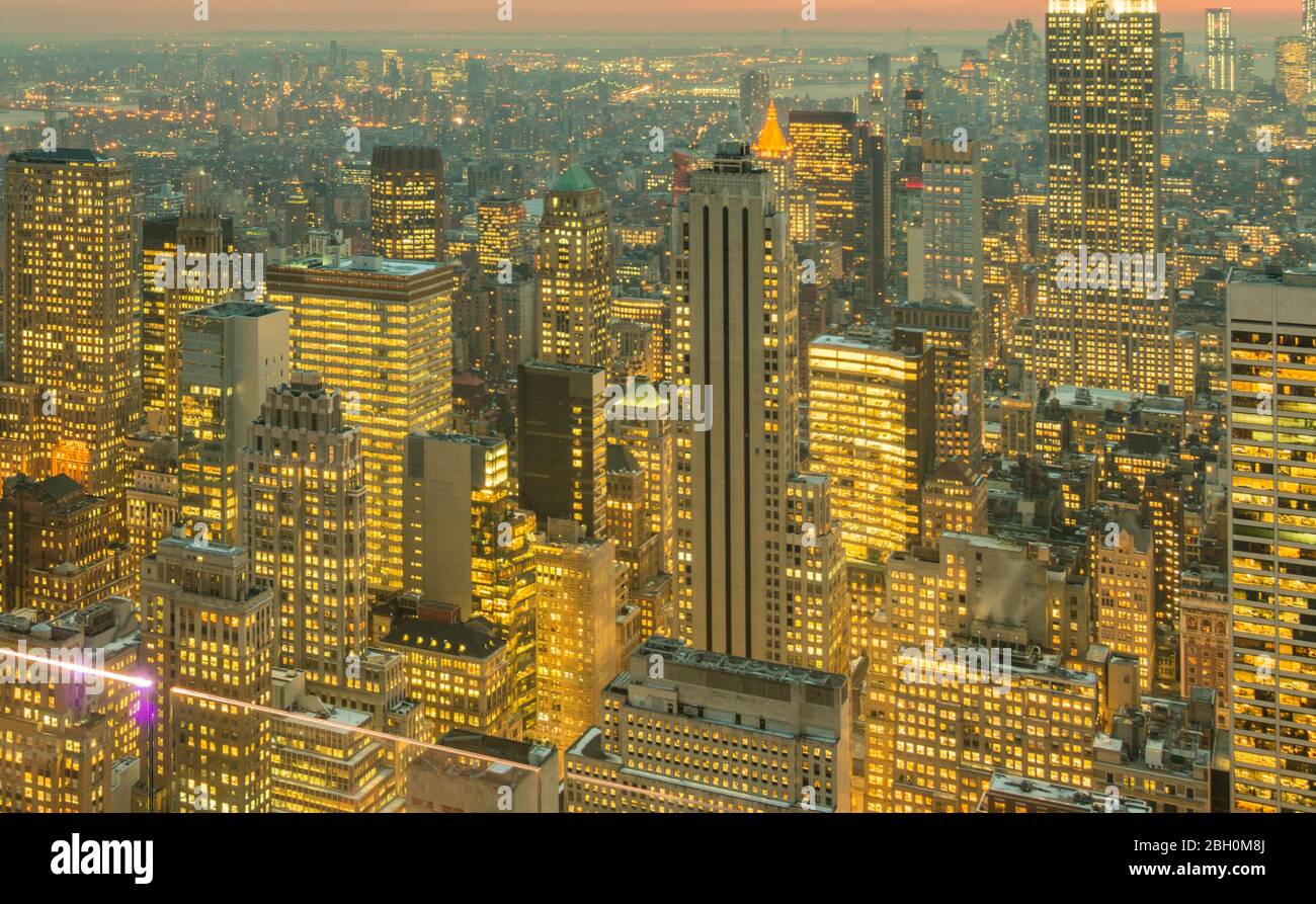 The view of new york manhattan during sunset hours Stock Photo - Alamy