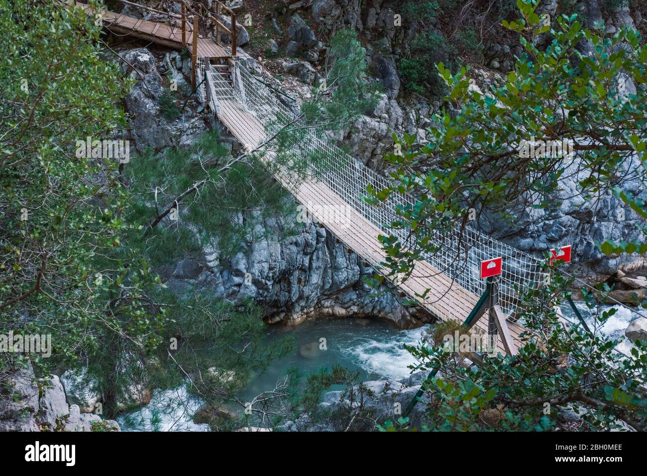 Hanging wooden bridge in the nature in Goynuk Kanyonu in Antalya,Turkey ...
