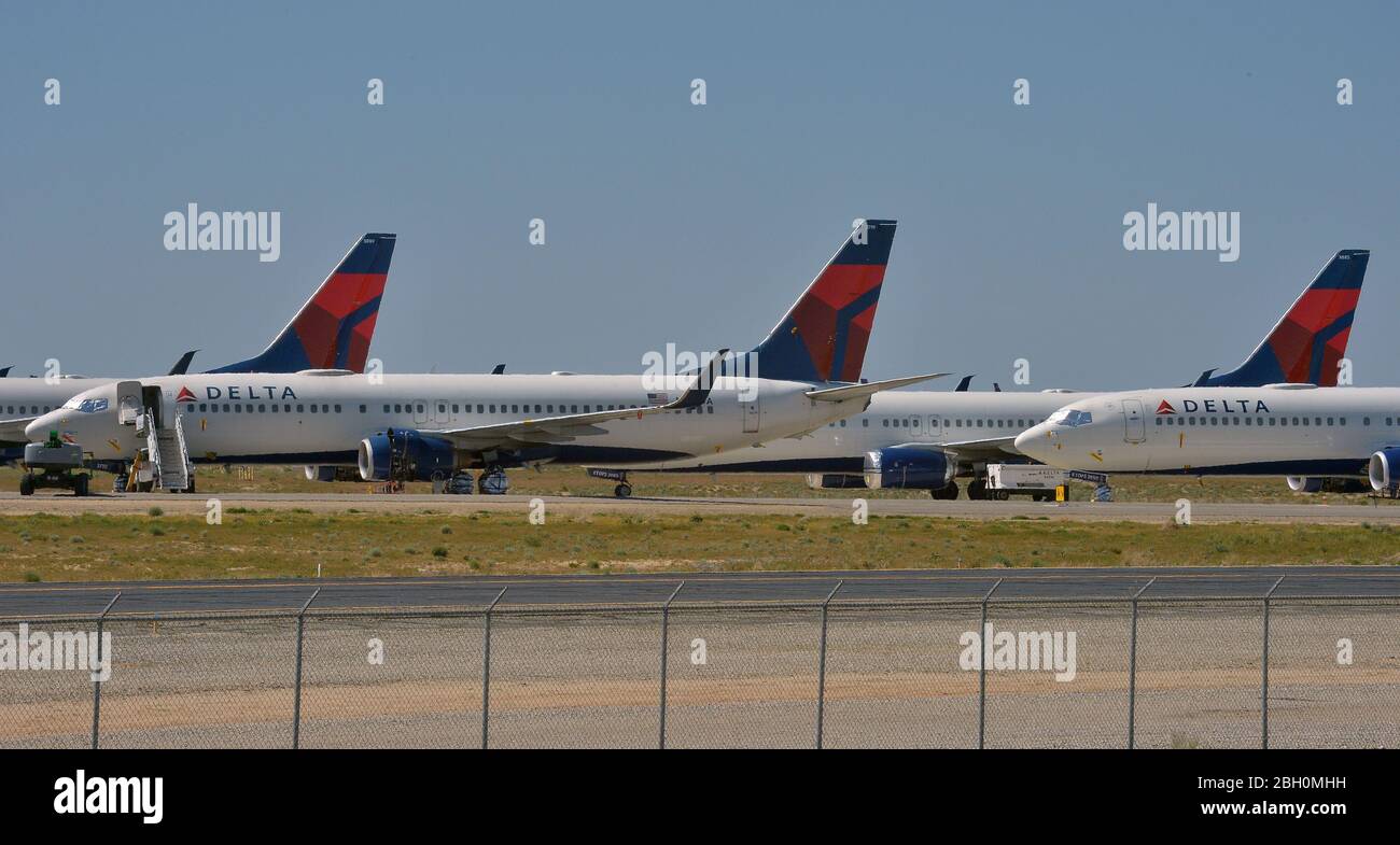Los Angeles, United States. 23rd Apr, 2020. Grounded commercial ...