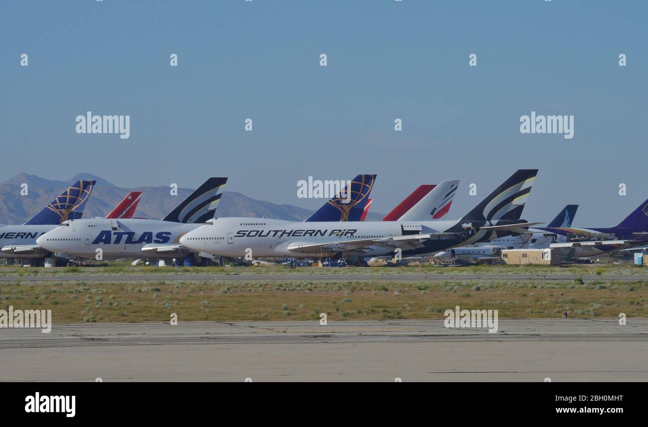 Los Angeles, United States. 23rd Apr, 2020. Grounded commercial ...