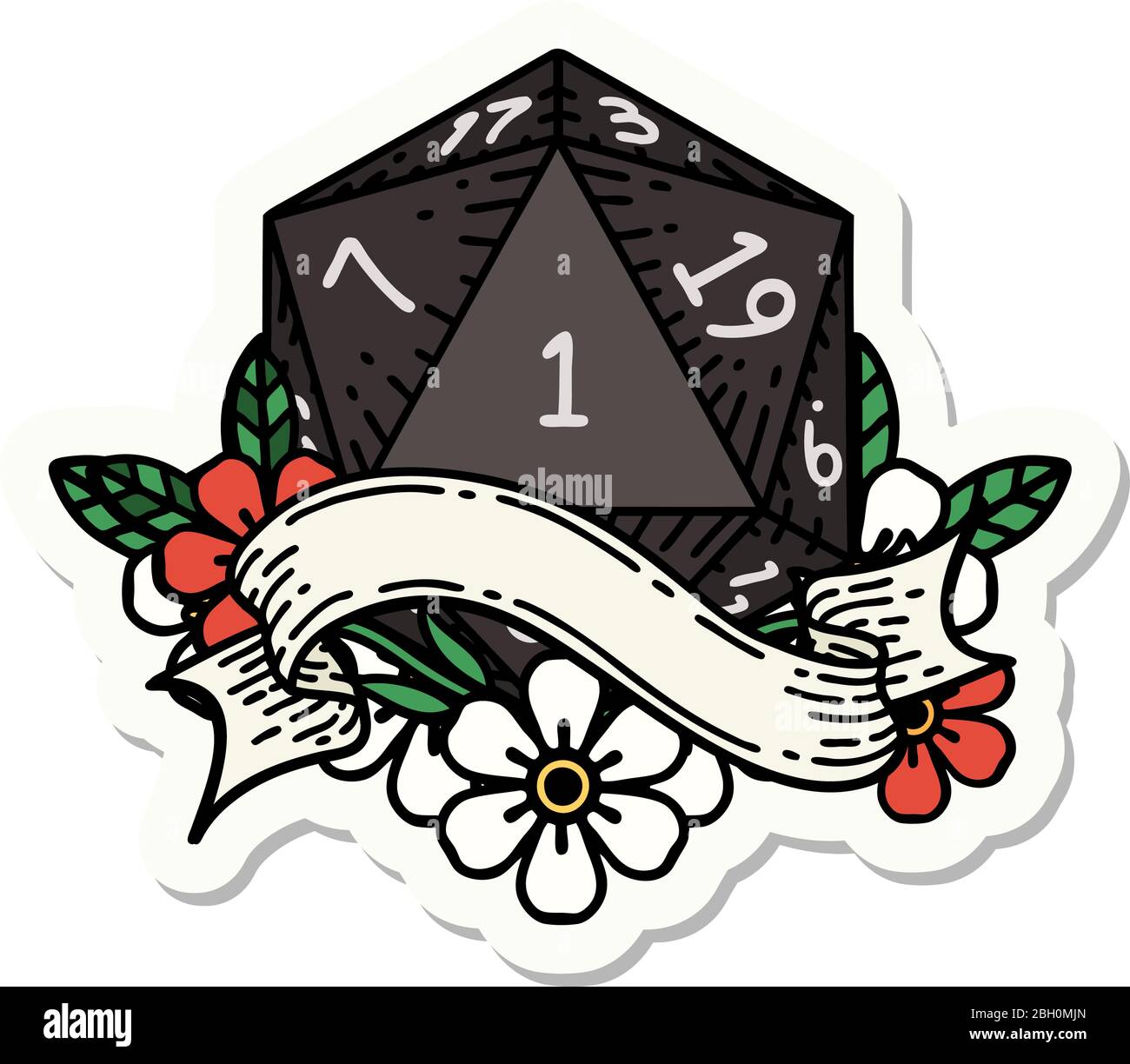 sticker of a natural one d20 dice roll Stock Vector Image & Art - Alamy