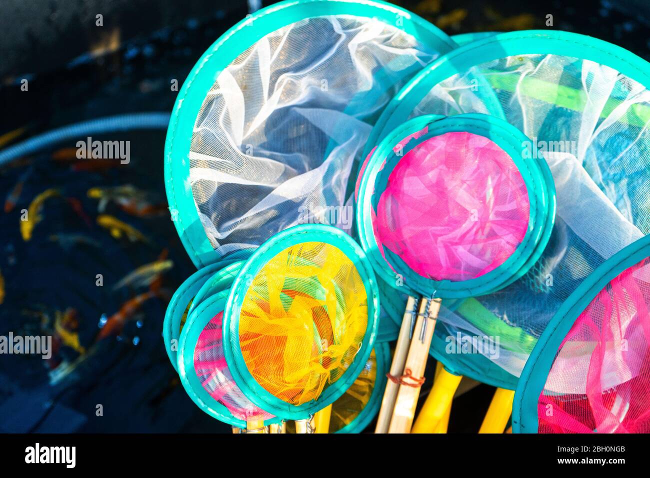 Colored nets for catching fish or butterflies. Fun for kids Stock Photo ...