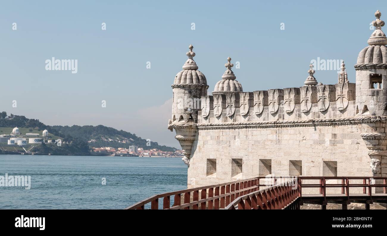 Lisbon, Portugal - May 7, 2018: architectural detail of the Belem tower ...