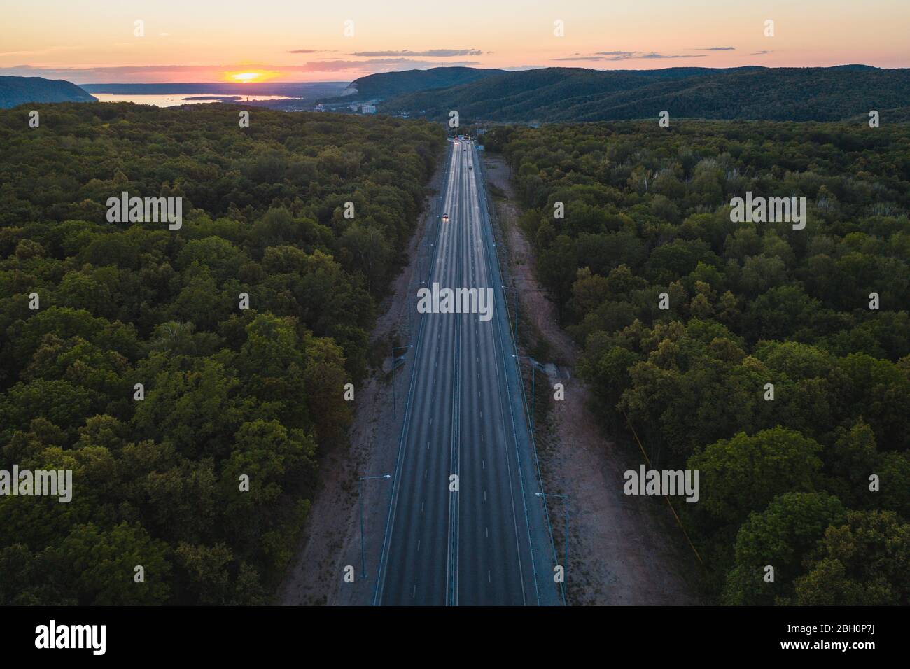 Road night aerial Stock Photo - Alamy