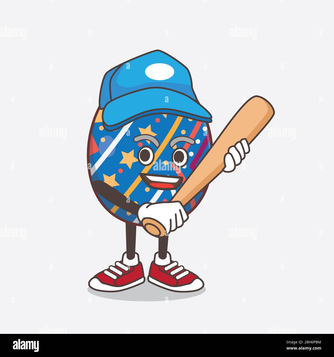 An illustration of Easter Egg cartoon mascot character playing baseball ...