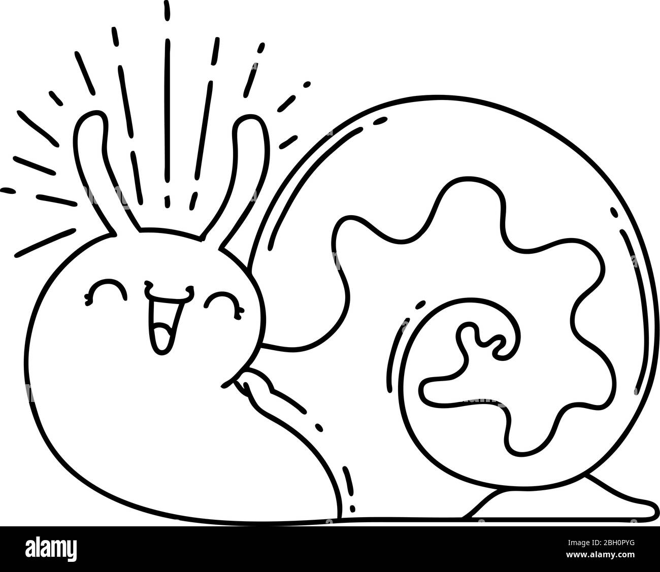 illustration of a traditional black line work tattoo style happy snail ...