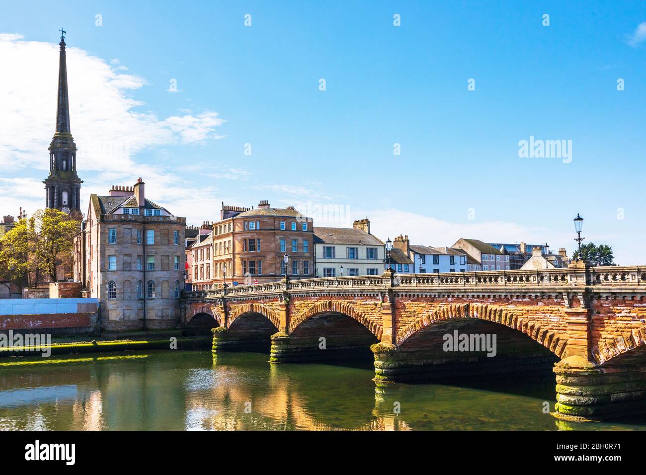 New Bridge, Ayr across the River Ayr at Ayr harbour, with a view south ...