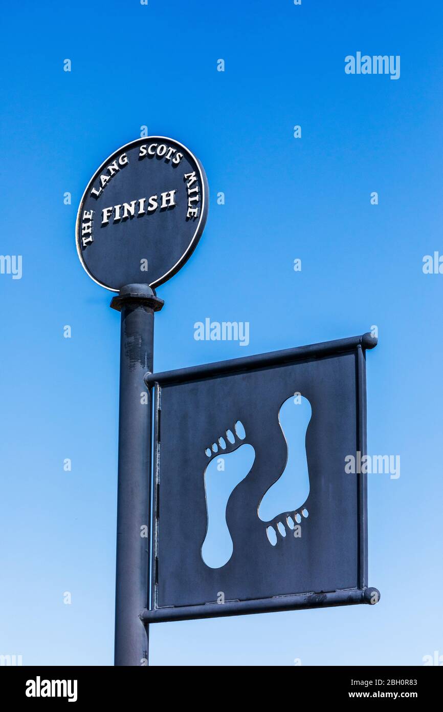 Sign post indicating the end of the dedicated one mile walk along Ayr ...