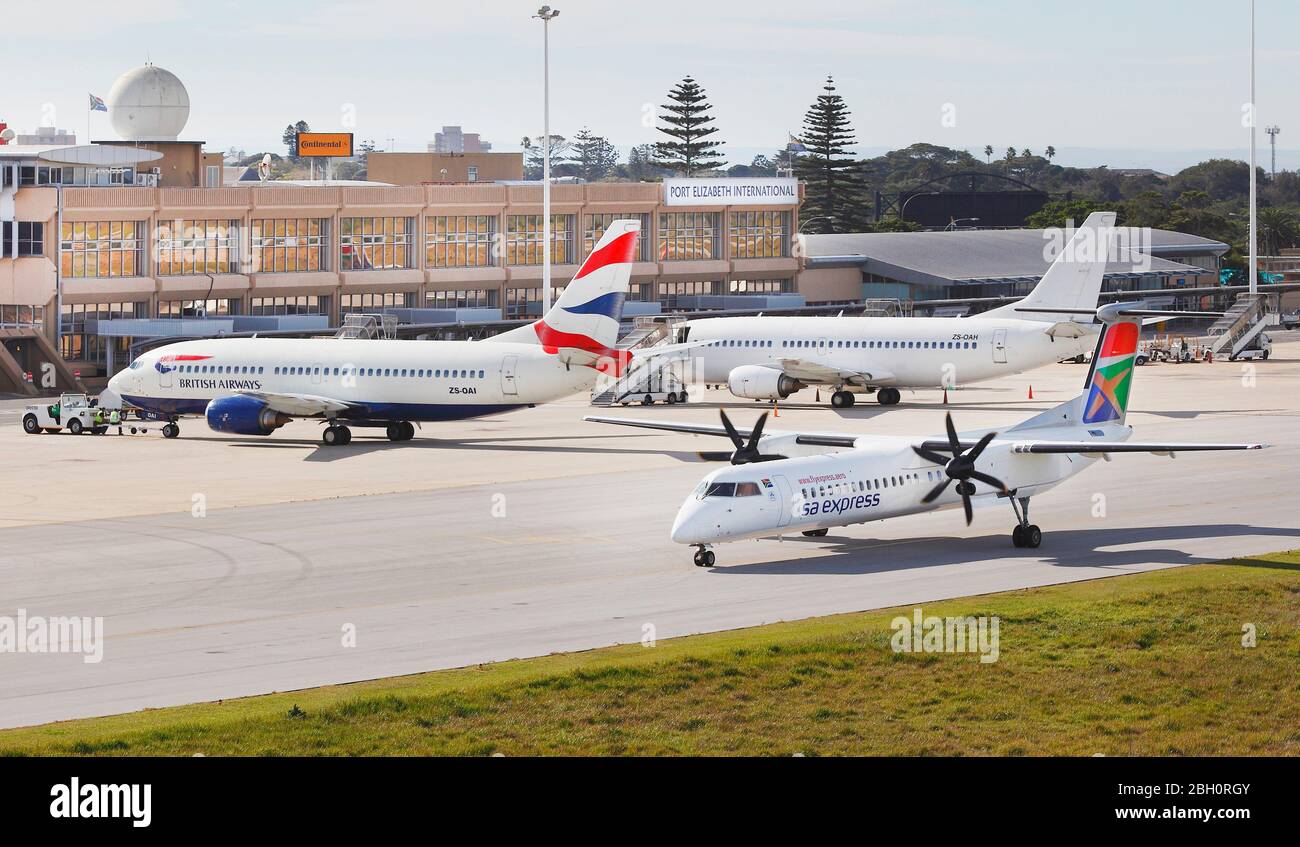 Aerial photo of Port Elizabeth Airport apron and terminal Stock Photo ...
